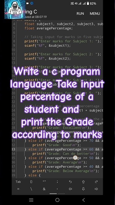 c language coding | write a c program language Take input percentage of a student #coding #c # ...