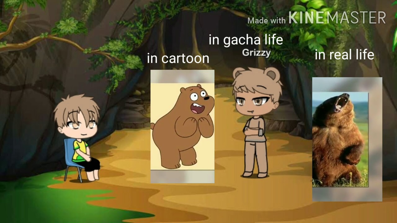 we bear bears grizzy and pan pan and ice bear in gacha life and real ...