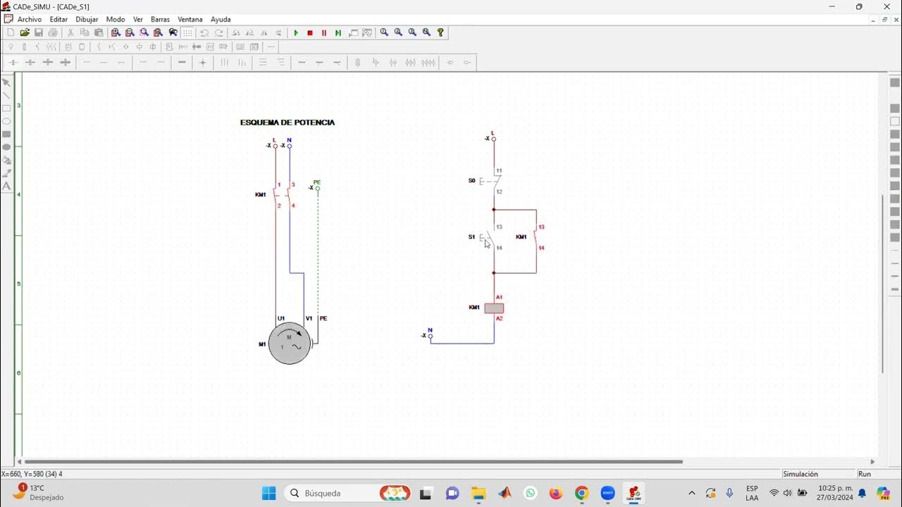 CADE SIMU ARRANQUE DE UN MOTOR MONOFÁSICO (ESQUEMA DE CONTROL) - YouTube