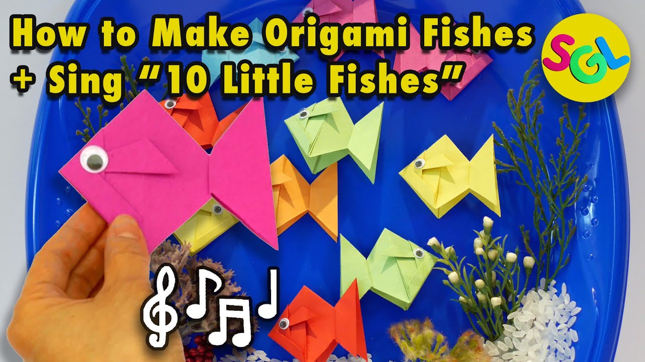 🎶 Paper Fish Origami Kids Crafts: How to Fold Fish Origami + Sing 10 ...