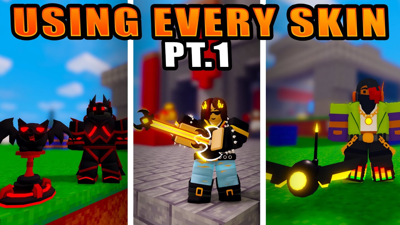 USING EVERY KIT SKIN PT.1! Roblox BedWars - YouTube