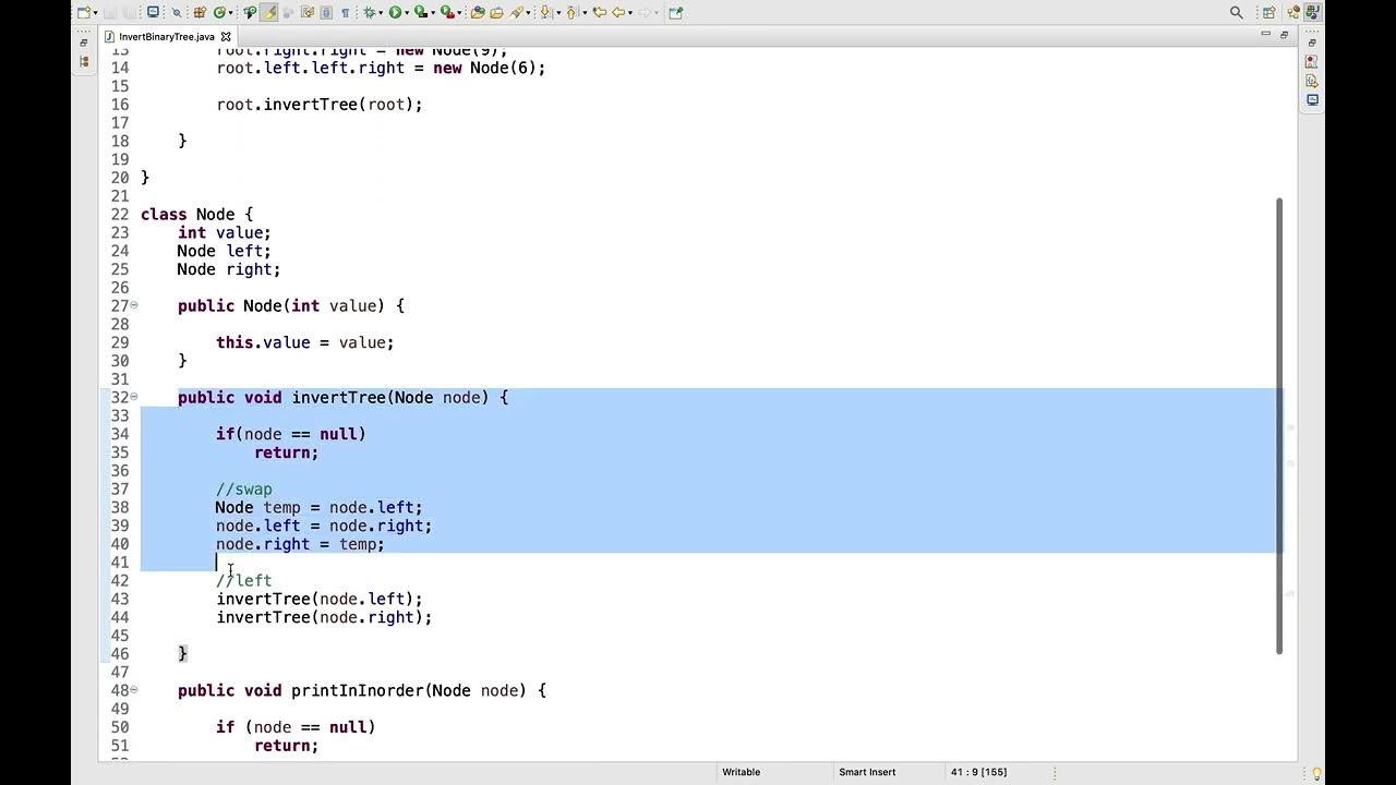 InvertBinaryTree Code : Java - YouTube