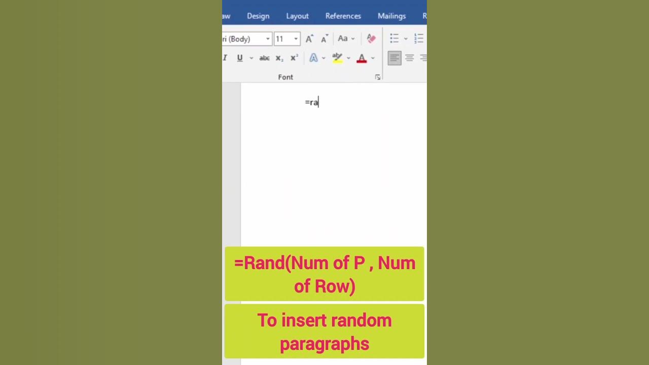 How to insert random paragraph in Ms Word #randparagraph #wordtrick ...