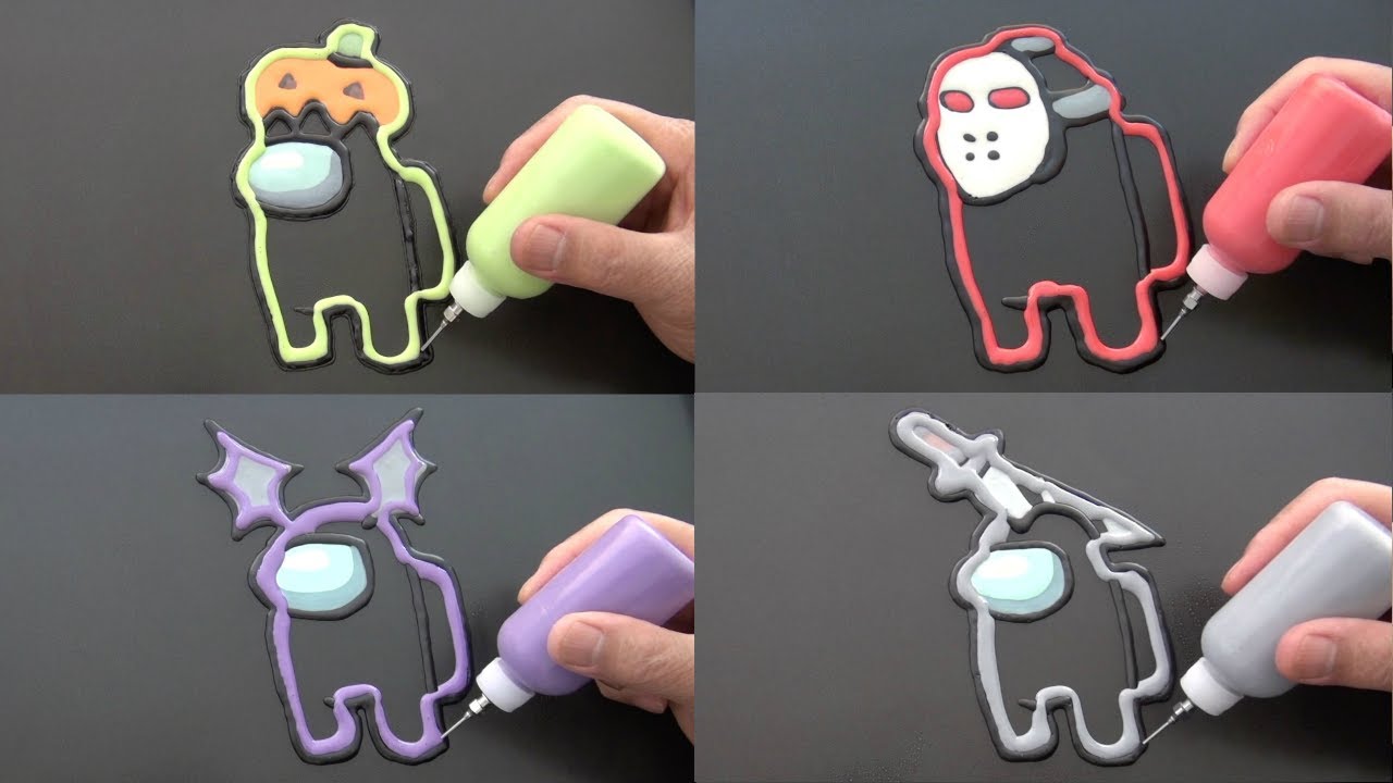 Among Us Horror Pancake Art - Pumpkin, Jason Mask, Bat Wings, Knife ...