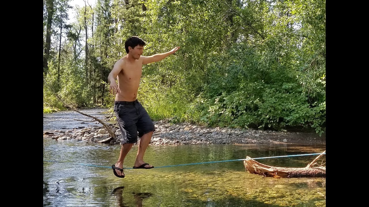 Falling Off Slackline Into Water - YouTube