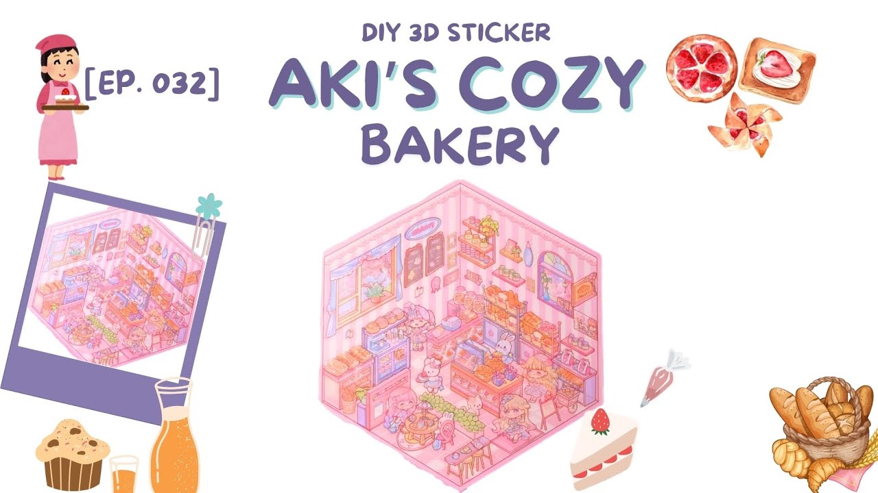🧁🍞Relaxing ASMR | DIY 3D Stickers 🩷 Aki’s Cozy Bakery #asmr #sticker # ...
