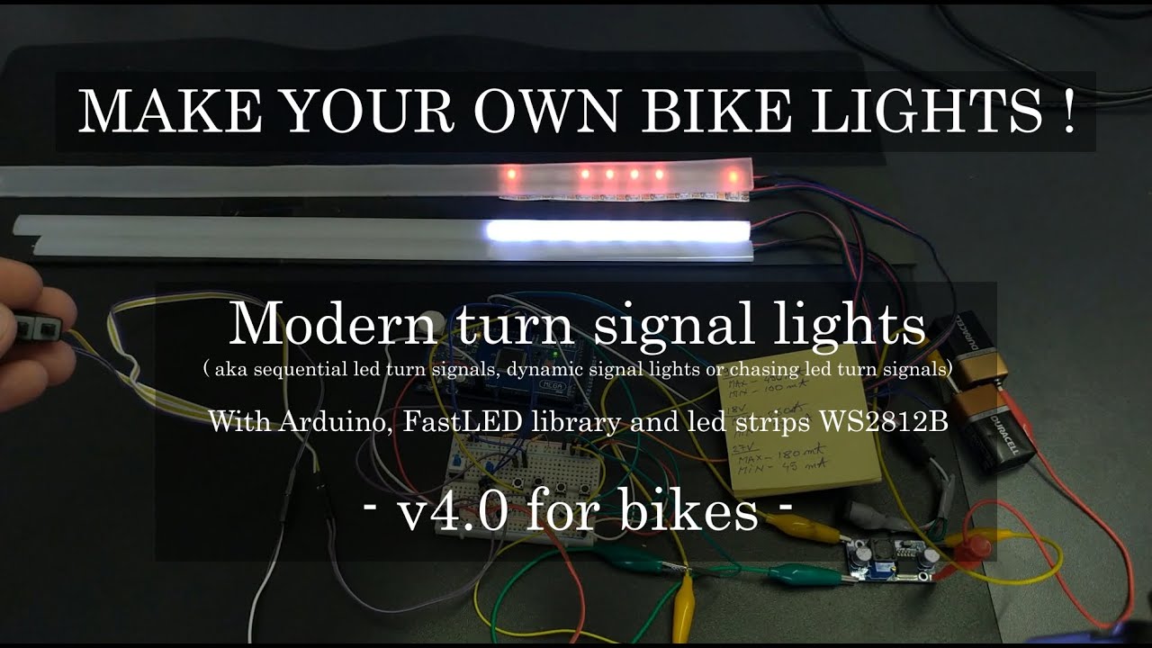 Modern Turn Signal Lights V40 For Bikes Arduino Fastled And Ws2812b Youtube