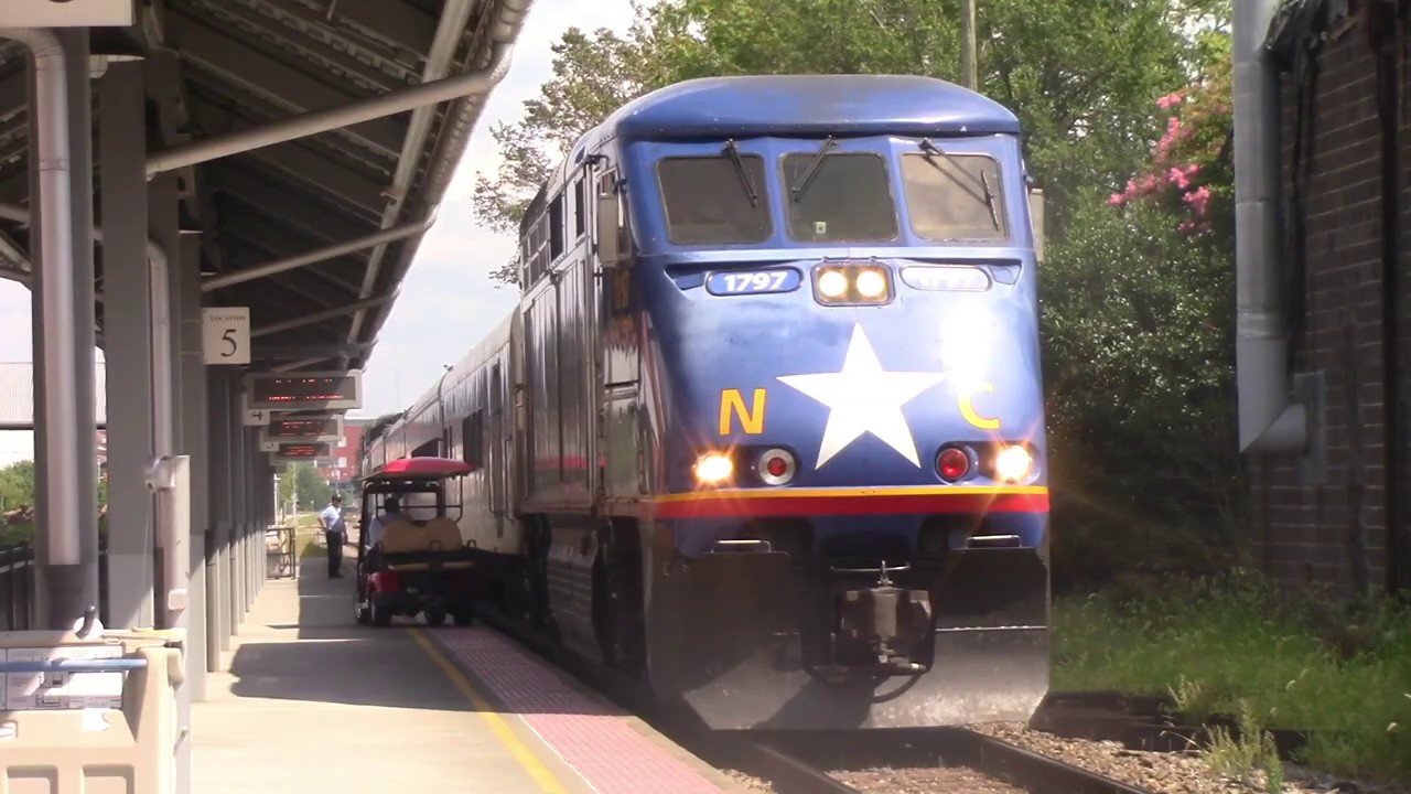 Amtrak Piedmont Trains 77 & 78 Arriving And Departing Durham, NC - YouTube