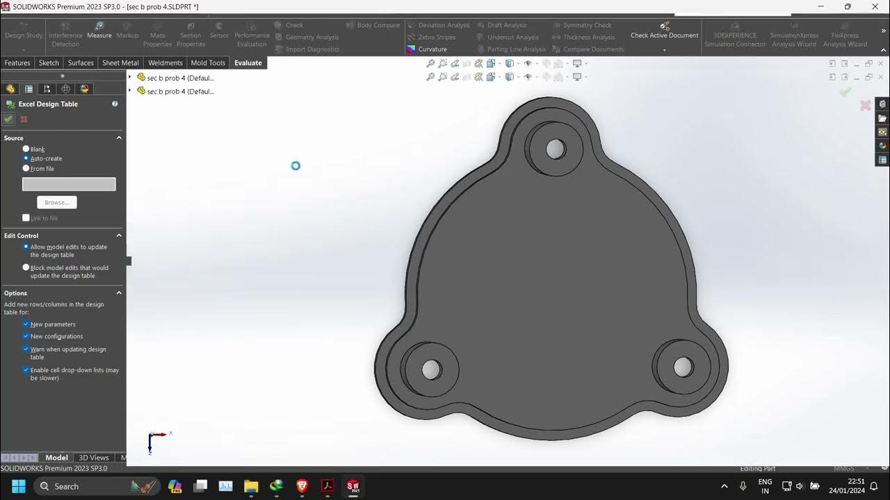 solidworks CSWP/CSWA exam practice section B problem 4 - YouTube