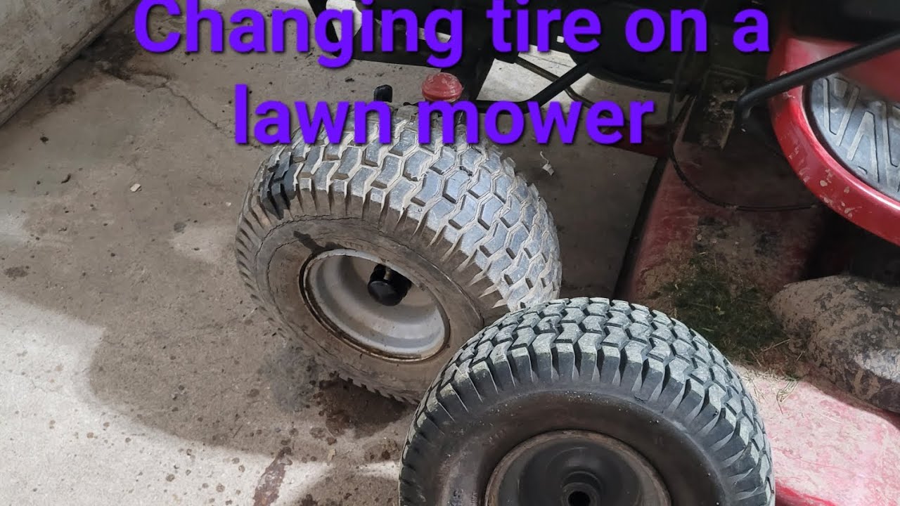 How to change a flat tire on a lawn mower - YouTube