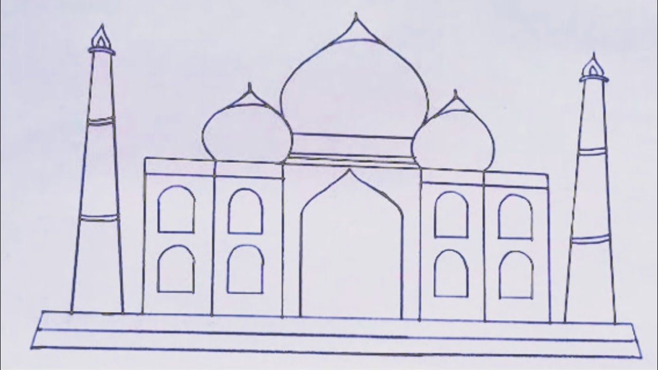 how to draw taj mahal || how to draw taj mahal easy || how to draw taj ...