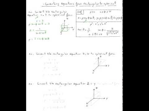 Converting equations from rectangular to spherical form #1 - YouTube