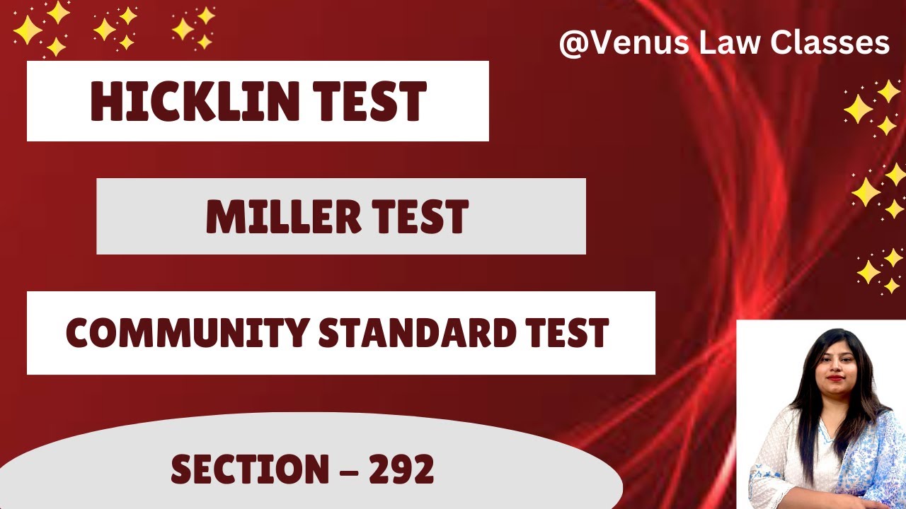 HICKLIN TEST| MILLER TEST| COMMUNITY STANDARD TEST| R V HICKLIN | Roth ...