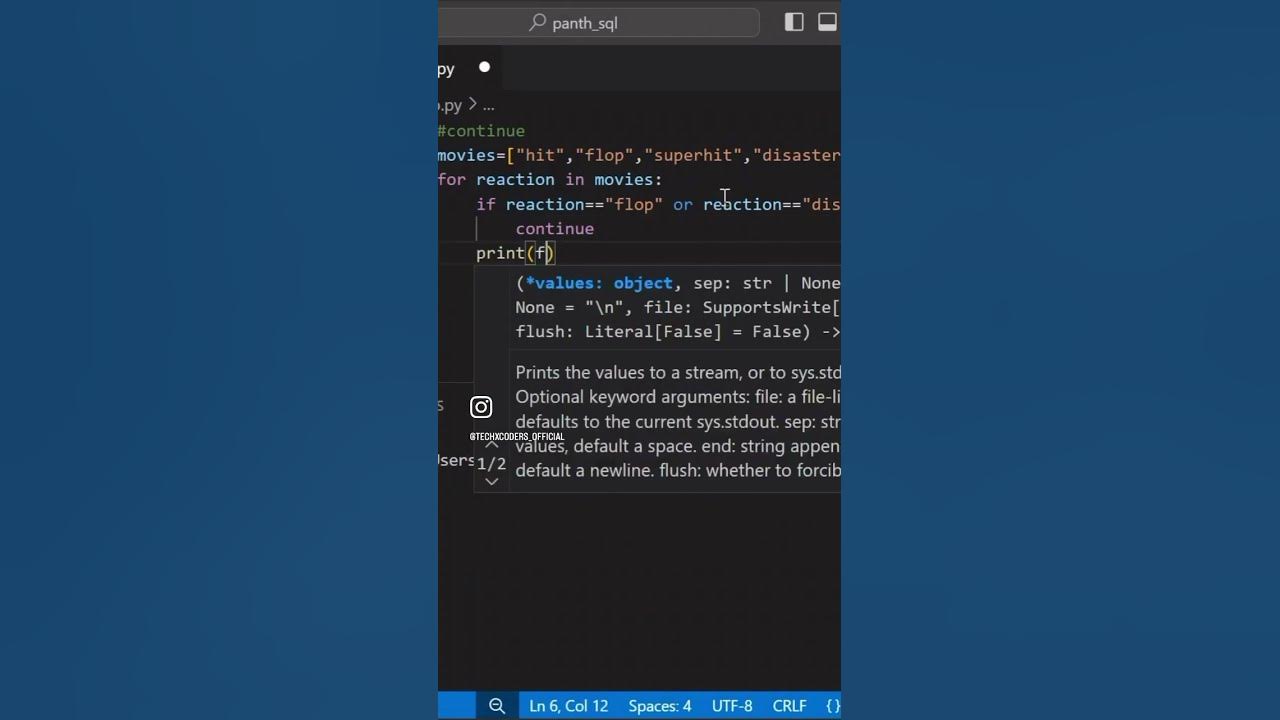 Day 3 C Continue Learnpython Coding Pythonprogramming 8473