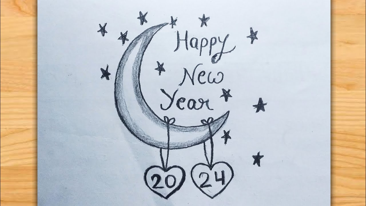 Happy New Year Drawing | Happy New Year 2024 Drawing | New Year Drawing ...