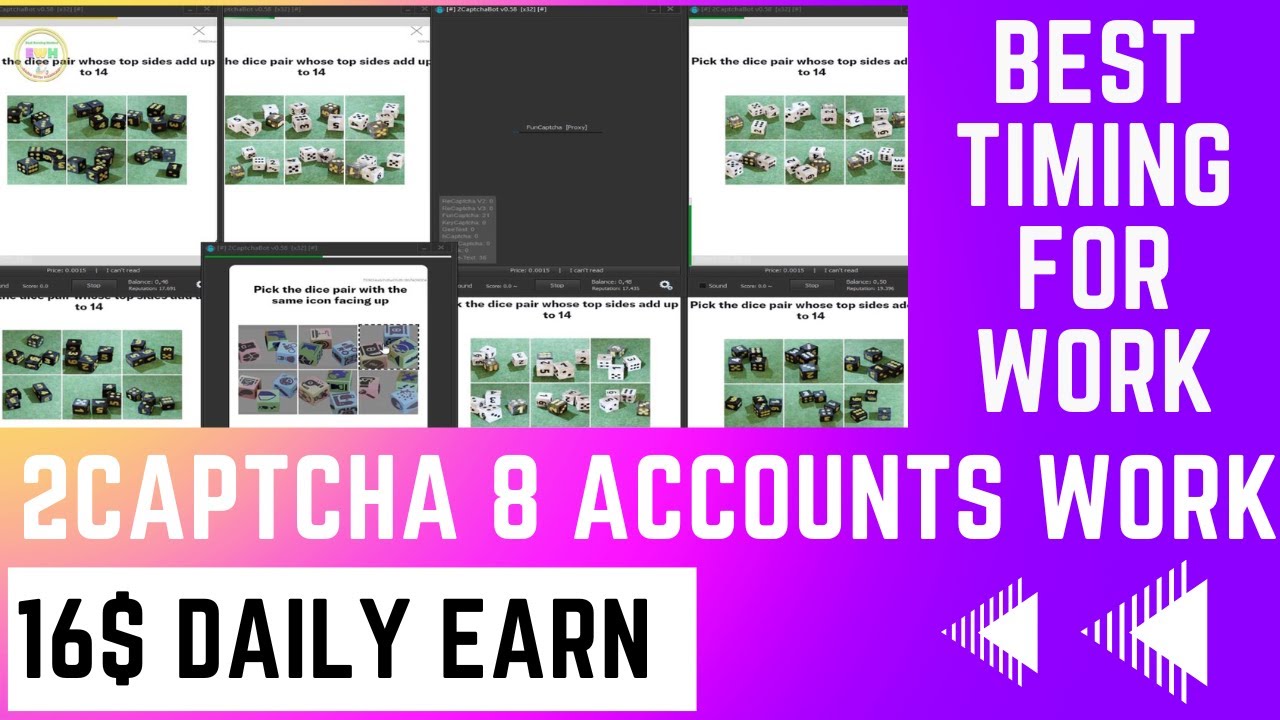 Best Timing for 2captcha Work | 8 Accounts work | 16$ daily earn in 2captcha - YouTube