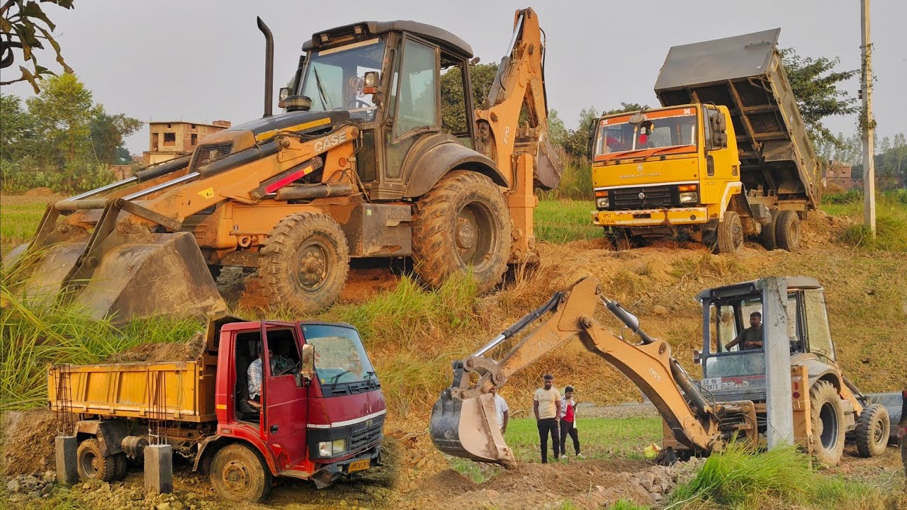 Case JCB Machine Tochan By Ashoka Leyland Dumfar Truck And Loading ...