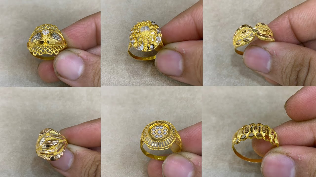 New Rings design Dubai style 2024 pure 21k gold ladies rings light ...