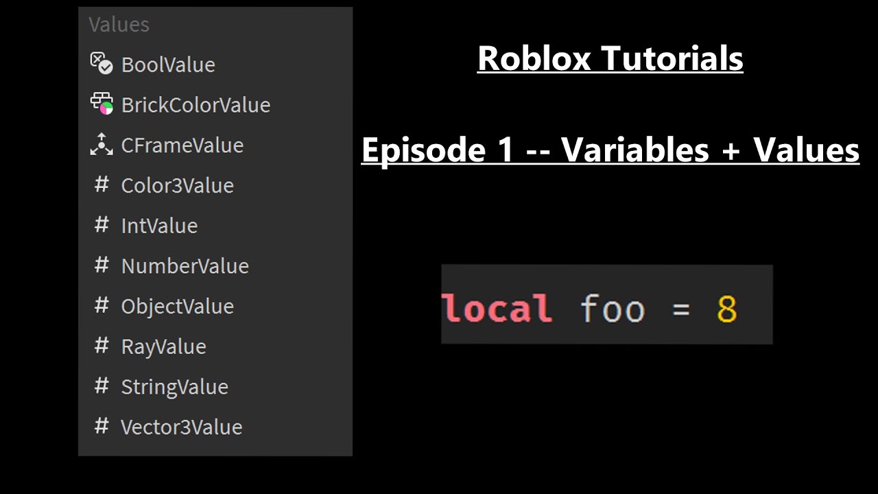 Values + Variables [Roblox Tutorial #1] - YouTube