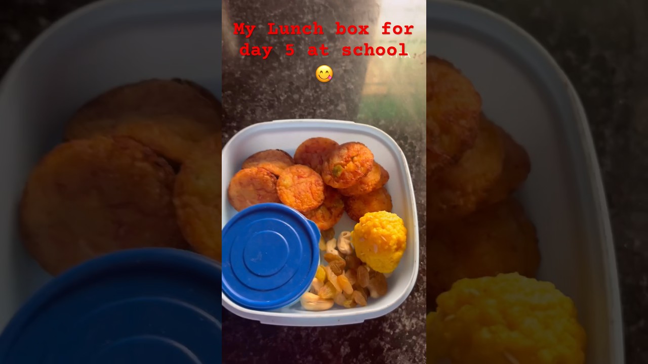 Lunch box for Day 5 at School😋 1)Vegetable appe. 2-Dryfruits. 3-Ladoo 4 ...