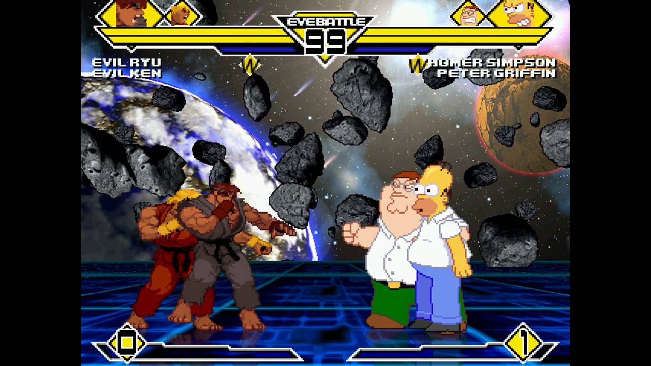 BTW MUGEN All-Stars #229 - Evil Ryu and Evil Ken vs. Homer Simpson and ...