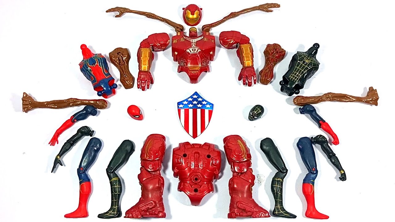 AVENGERS TOYS ASSEMBLE IRON BUSTER VS IRON SPIDER VS SIREN HEAD VS ...