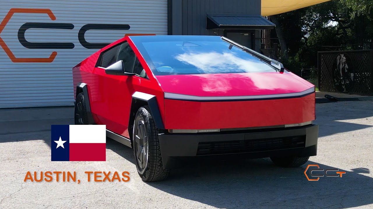 Cybertruck Red Full Color Change | Paint Protection Film Install ...
