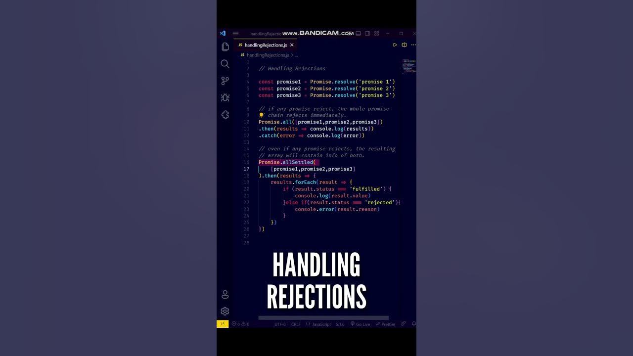 😋😋 Handling Rejections | Promise.all() vs Promise.allSettled() in JavaScript #shorts #javascript ...