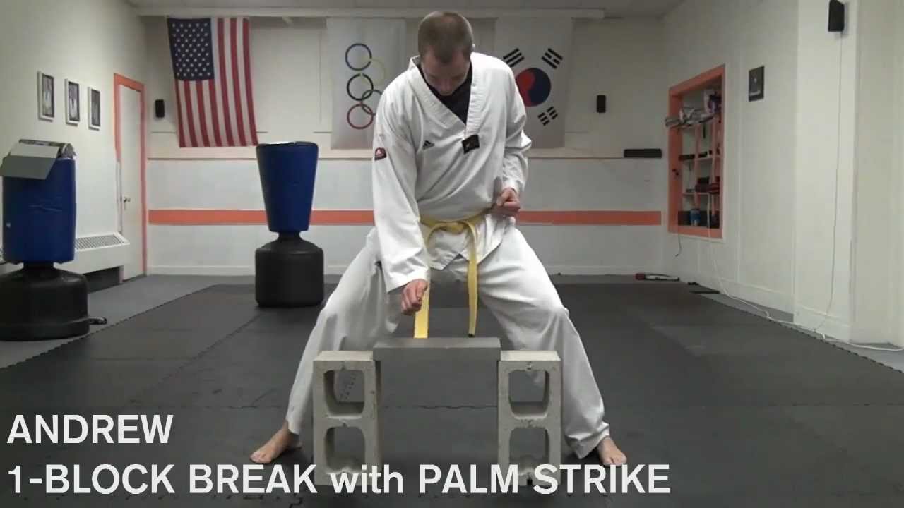 Andrew Single Cement Block / Brick Break with Palm Heel Strike - YouTube