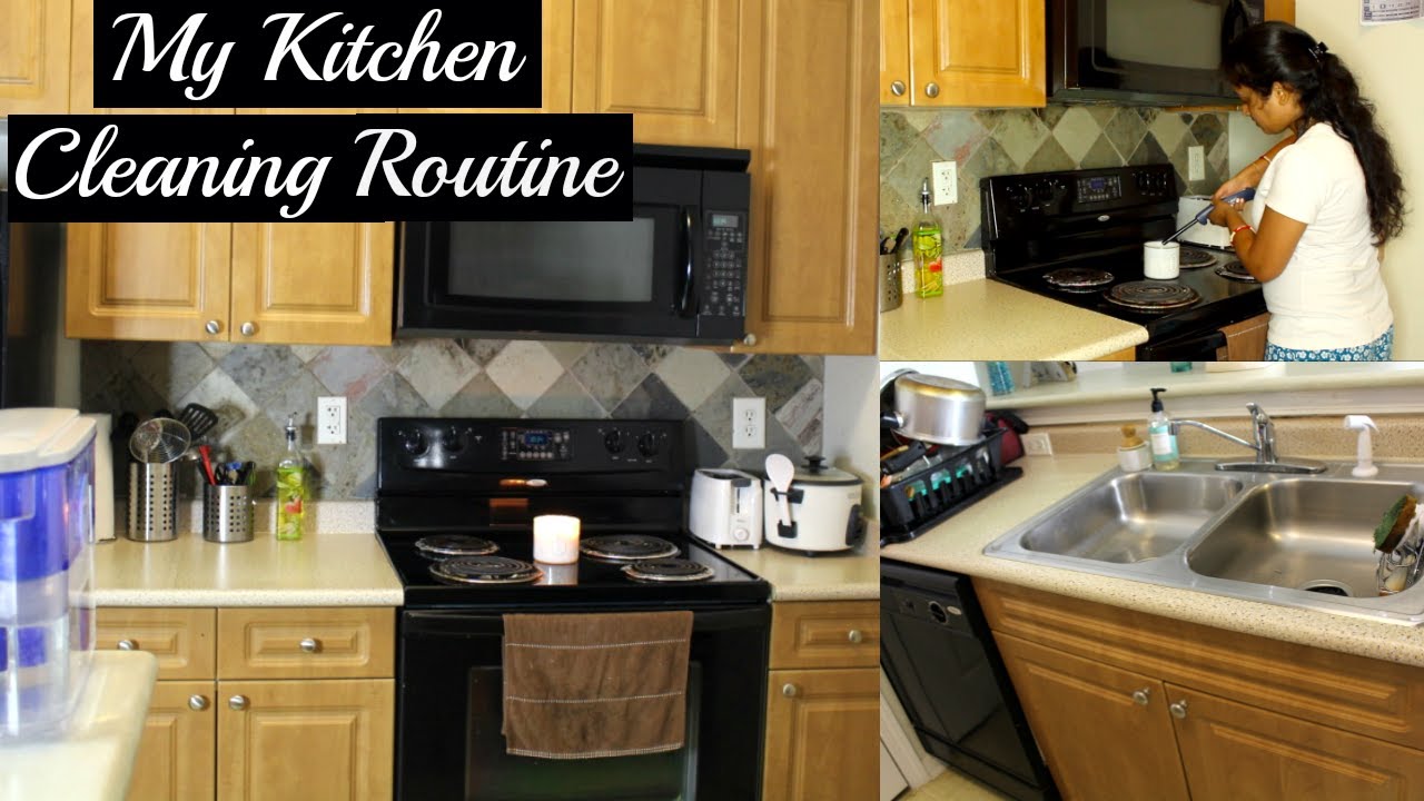 MY DAILY KITCHEN CLEANING ROUTINE | Indian/NRI Kitchen | Sweet Nika ...