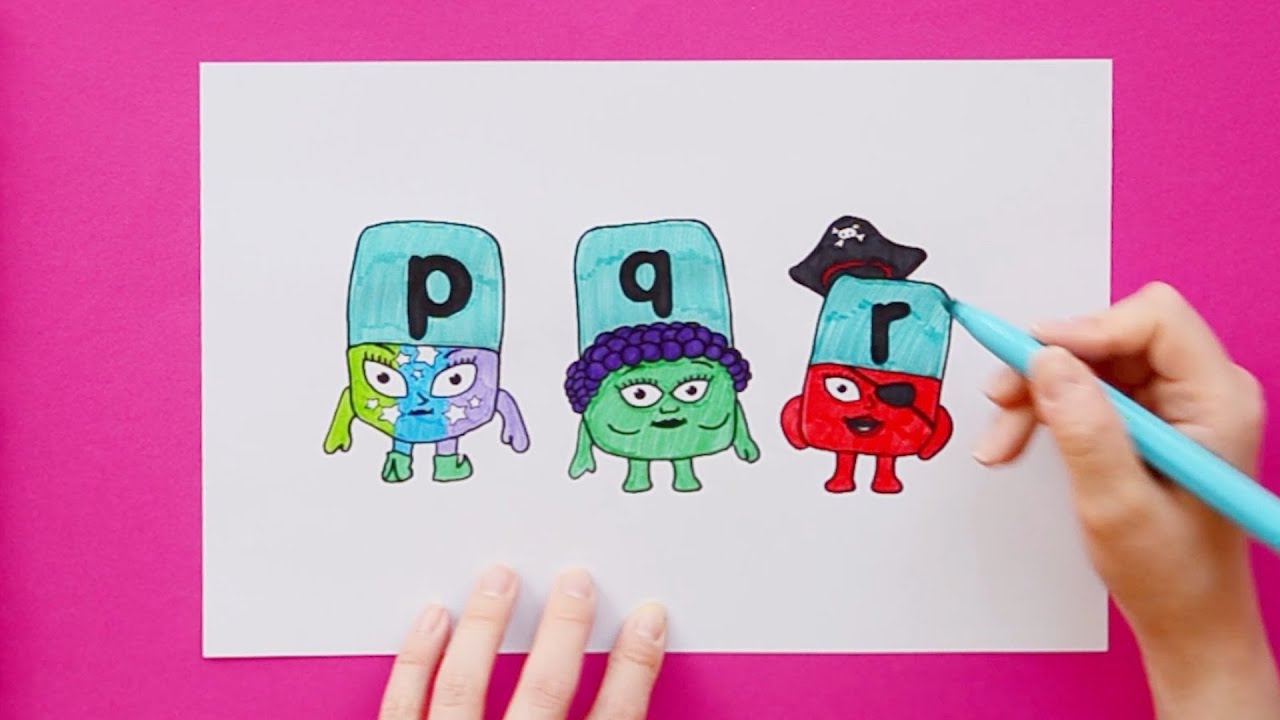 How to draw Alphablocks P, Q, R - YouTube