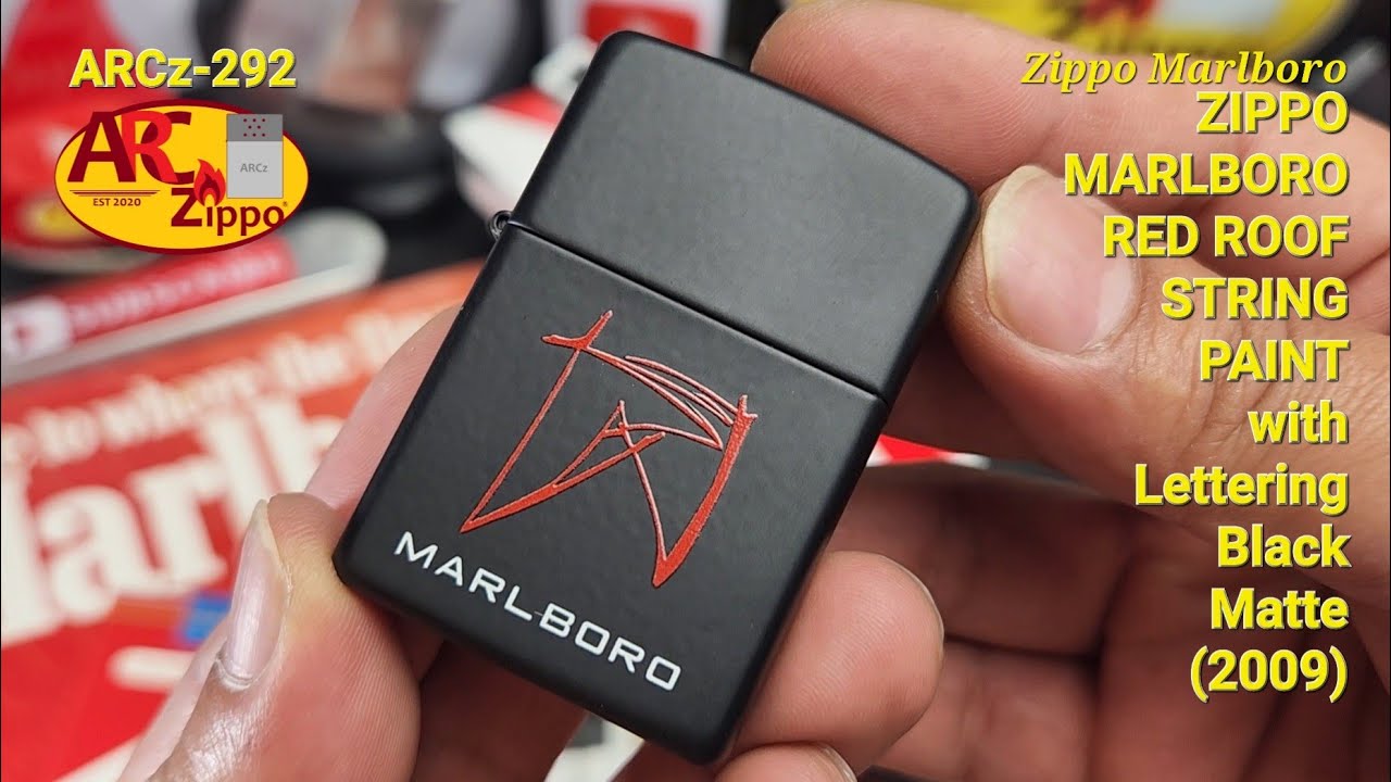 Zippo MARLBORO BLACK STRING PAINT RED ROOF Black Matte Finish (2009 ...