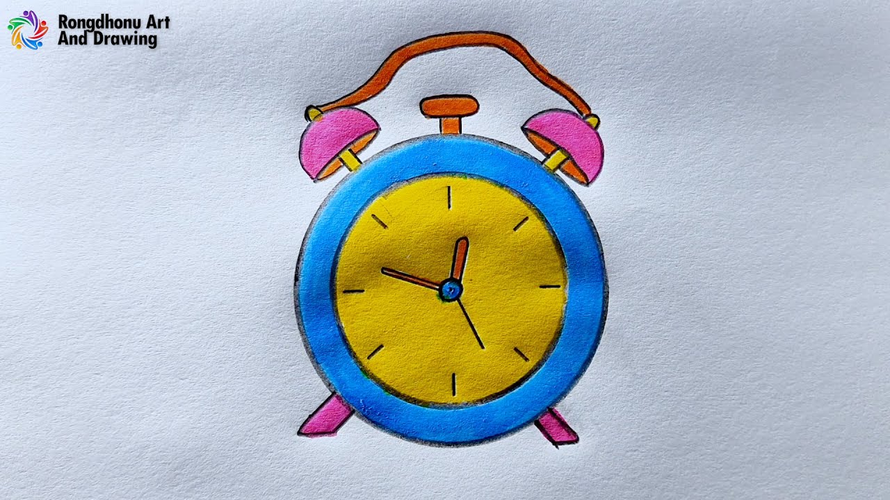How to Draw a Table Clock Or Alarm Clock | Simple Drawing Tutorial ...