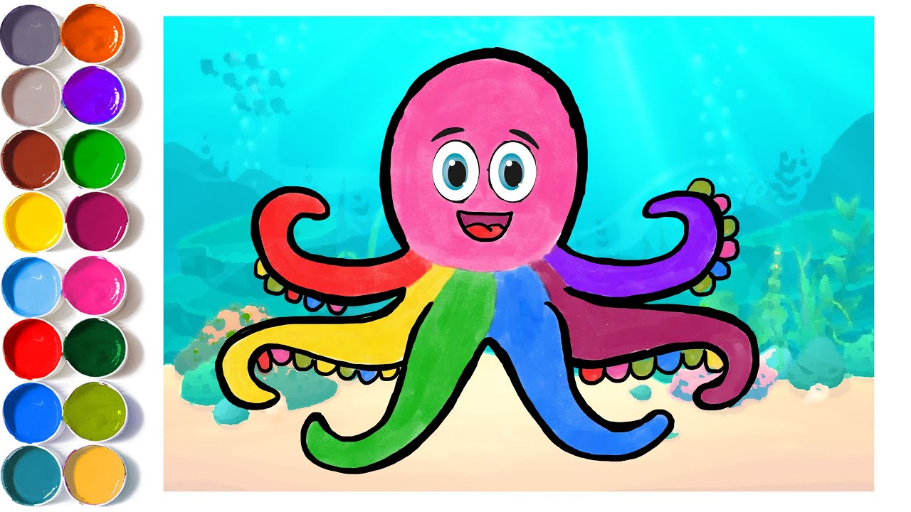 How To Draw A Cartoon Octopus | simple Octopus drawing For kids ...