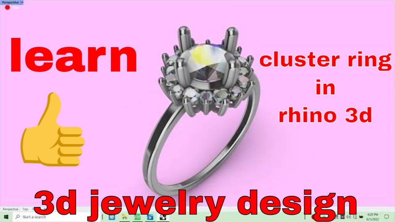 cluster diamond engagement ring in rhino 3d | rhino tutorial | rhino ...