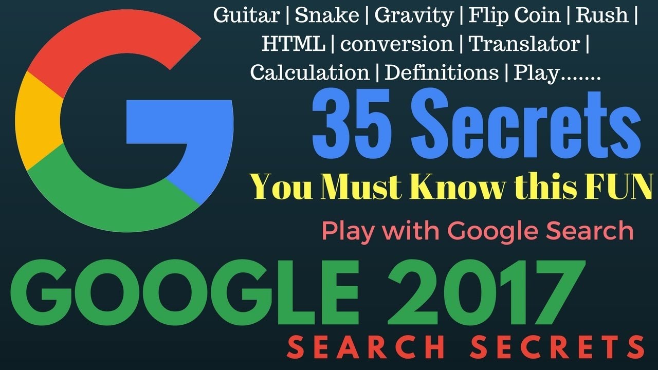 GOOGLE Search Secrets 2017 You Must Know This Fun - YouTube