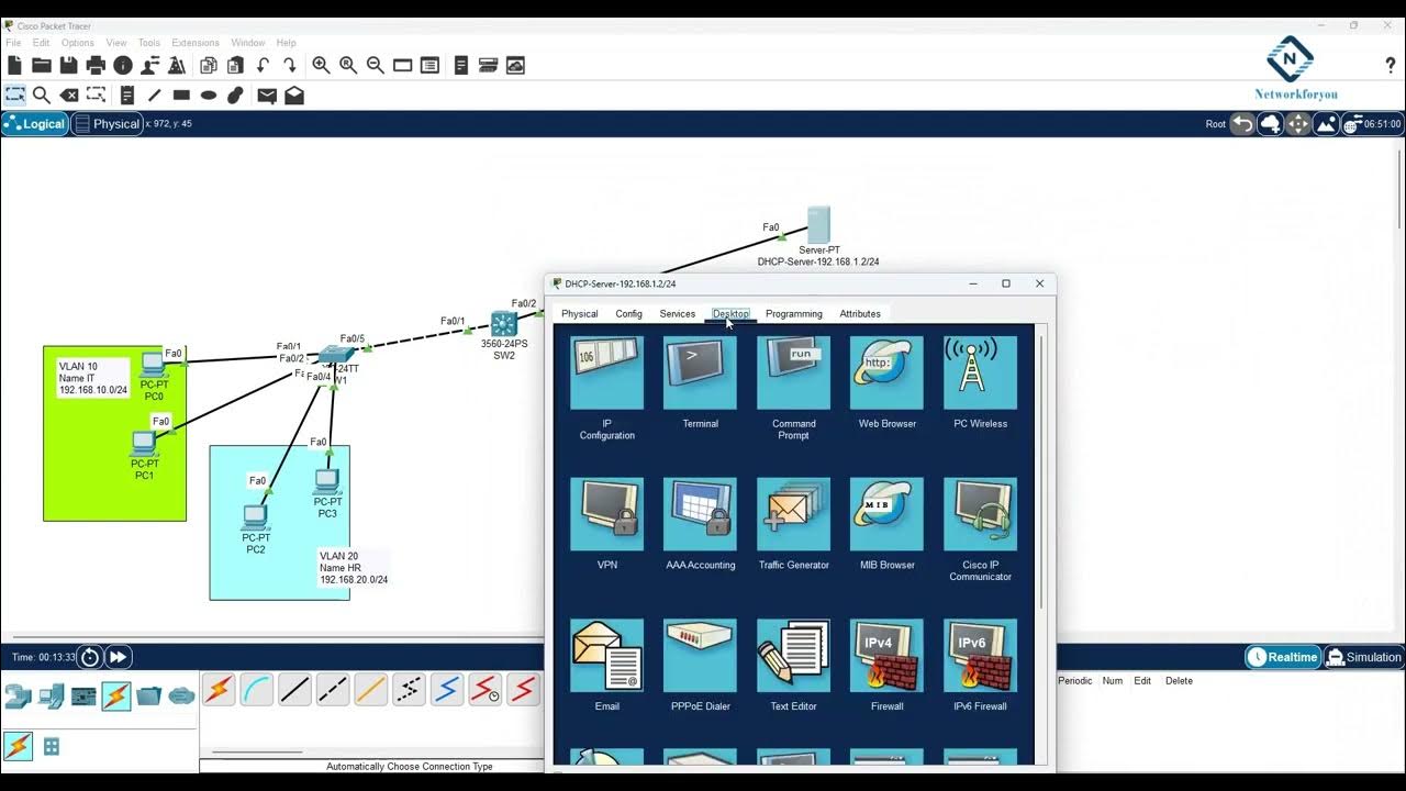 How to Configure DHCP Server for Multiple VLAN in CISCO Packet Tracer 2025? | DHCP Lab packet ...
