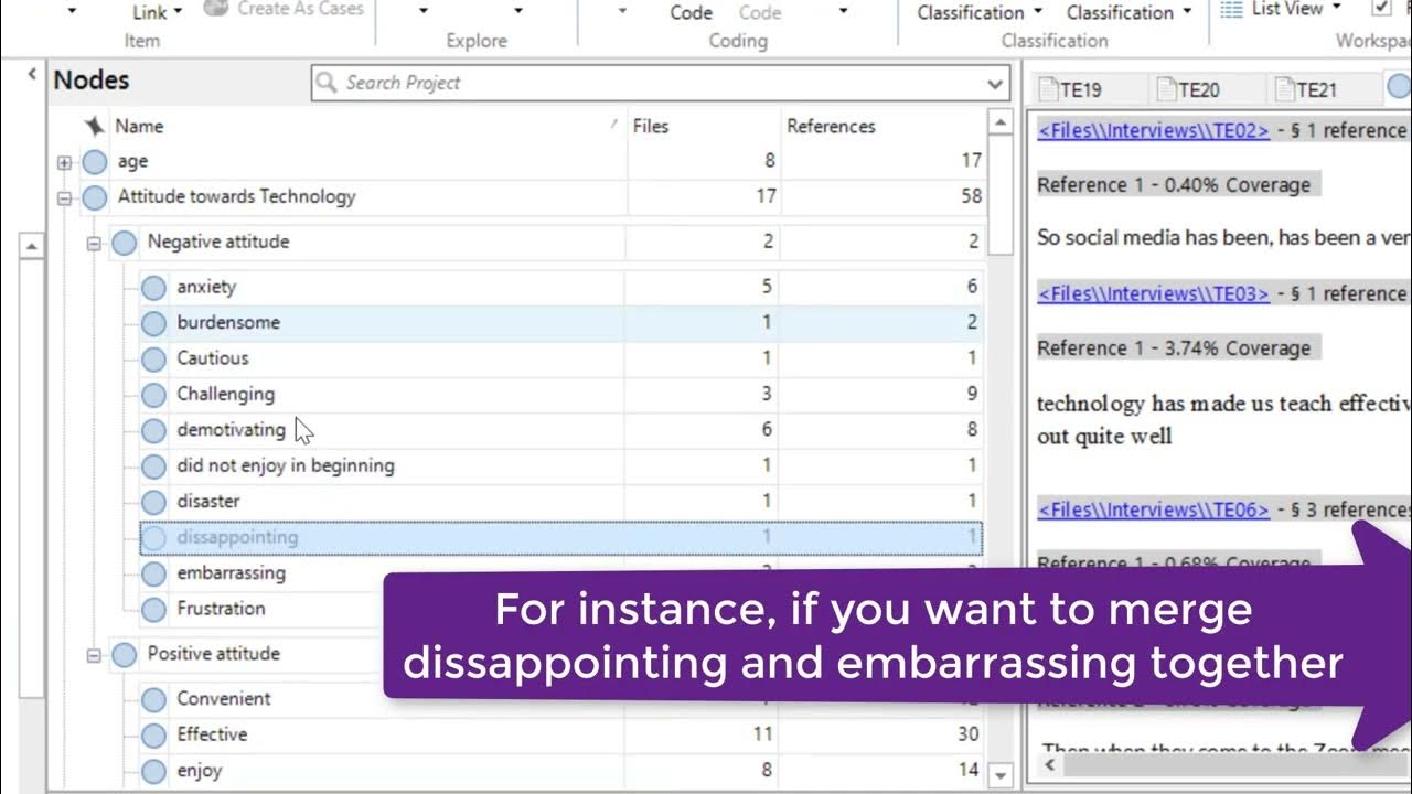 Merging or combining two codes or nodes in NVivo - YouTube