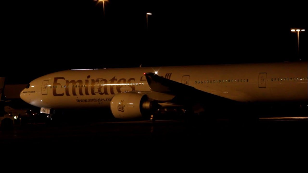 Emirates 777-300ER Engine Start-up and Takeoff - A6-EGE - YouTube