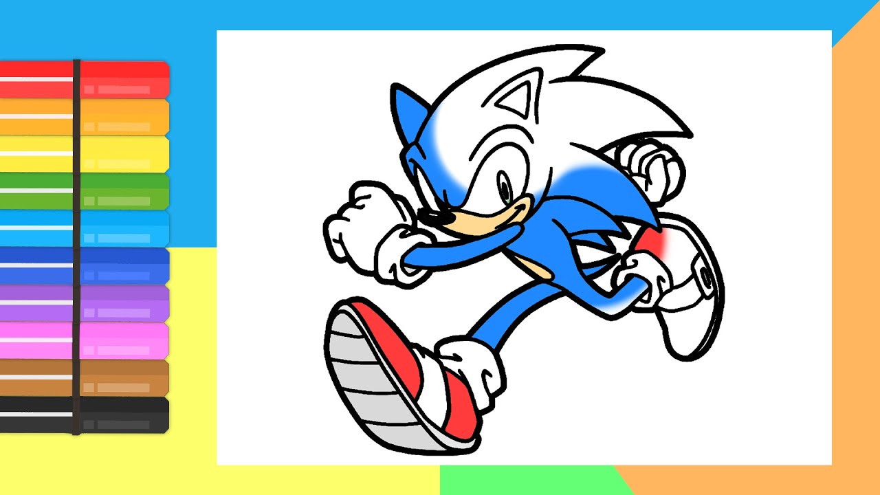 Coloring Sonic Easy | Painting Sonic Coloring Pages Tutorial for Kids ...