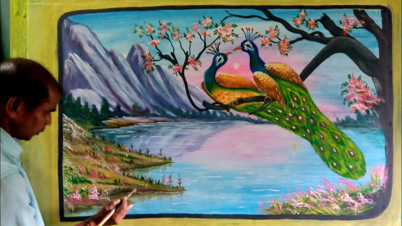 landscape arcylic Painting | Wall Senary Design [#9] forest River ...