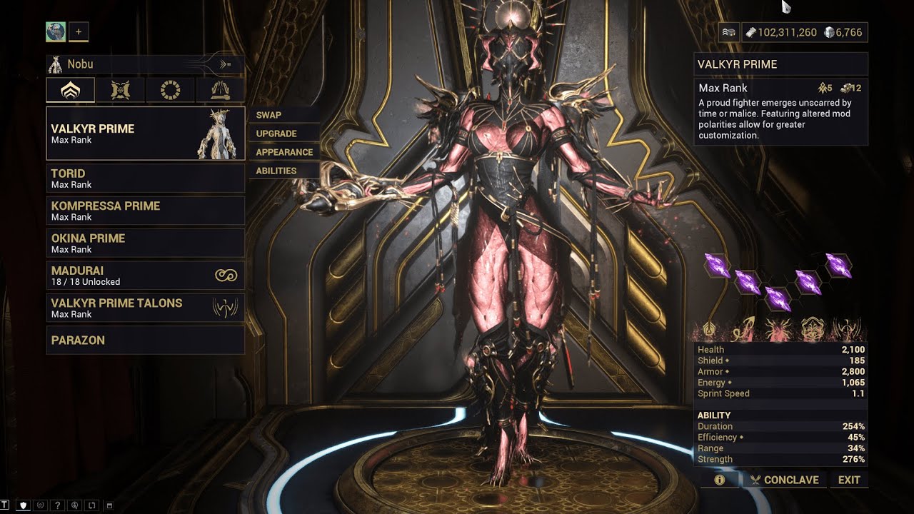 Warframe Maximum Investment - Valkyr Prime/Heirloom Skin | Isleweaver - YouTube