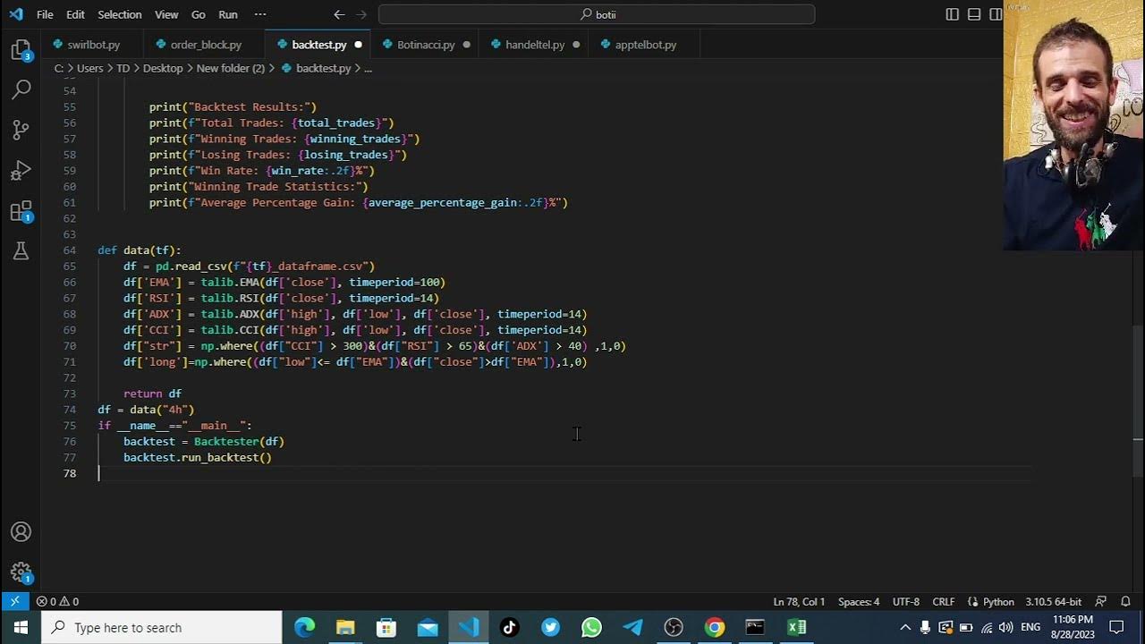 #backtest اختبر استراتيجيتك بكبسة واحدة #python - YouTube