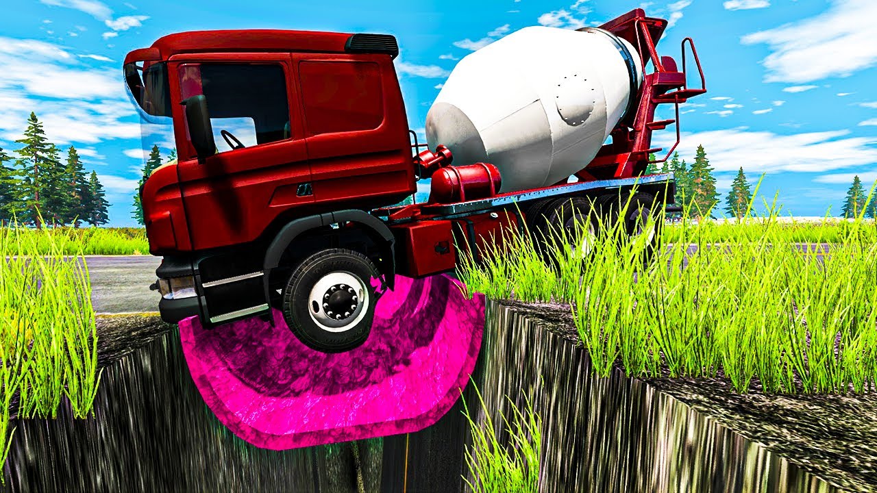 Cars vs Inverted Speed Bump - BeamNG Drive - YouTube