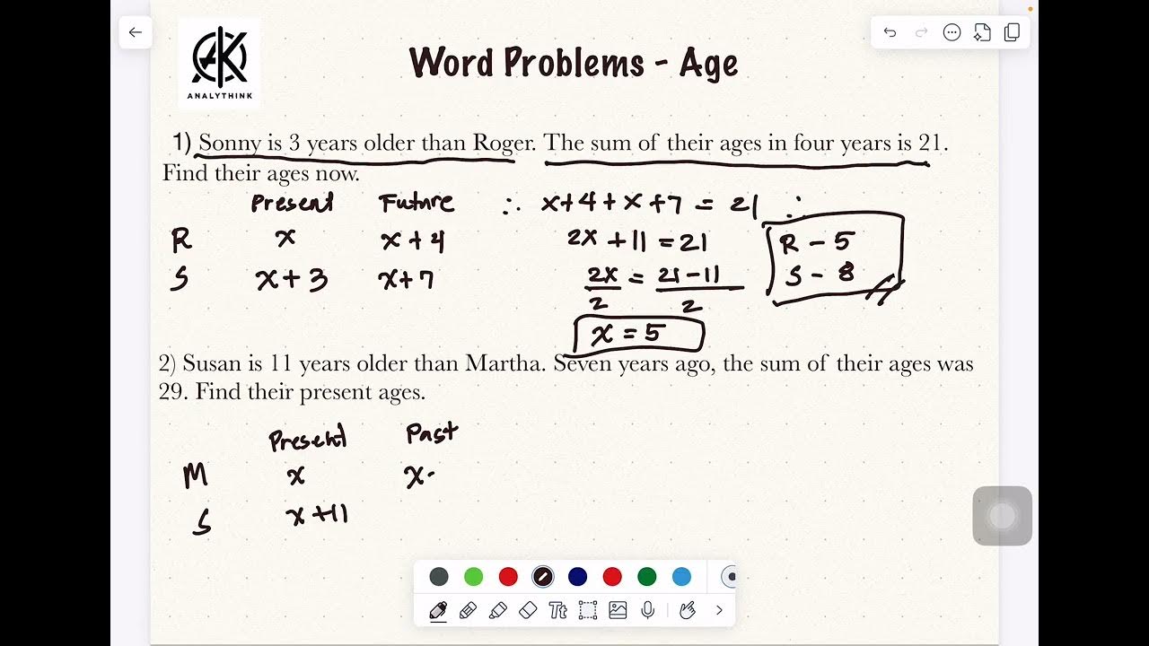 Word Problems - Age - YouTube