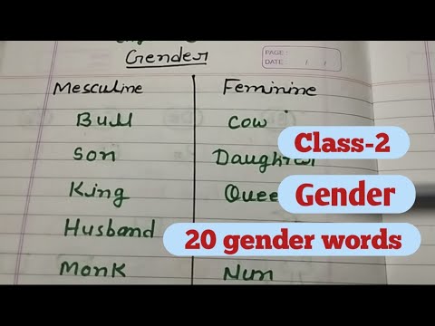 Gender/ Class-2/ Twntey Gender Words for class-2/ Masculine/ Faminine # ...