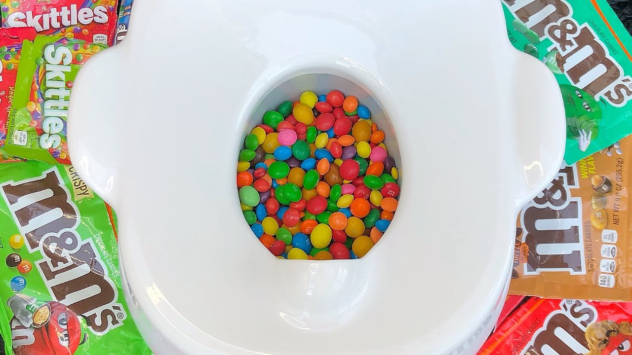 Mixing M&M’s Candy & Skittles in the Toilet | M&M Chocolate VS Toilet ...