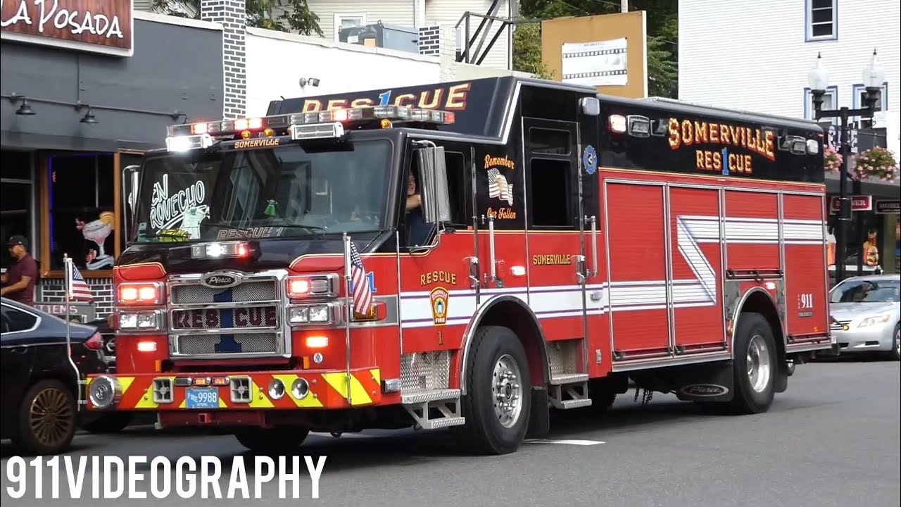 Somerville Fire Department Rescue 1 Responding - YouTube