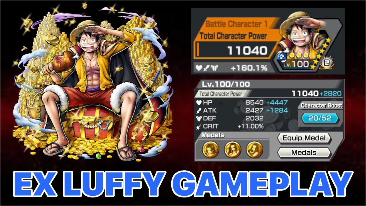 LEVEL 100 EX MONKEY D. LUFFY GAMEPLAY | ONE PIECE BOUNTY RUSH | OPBR - YouTube