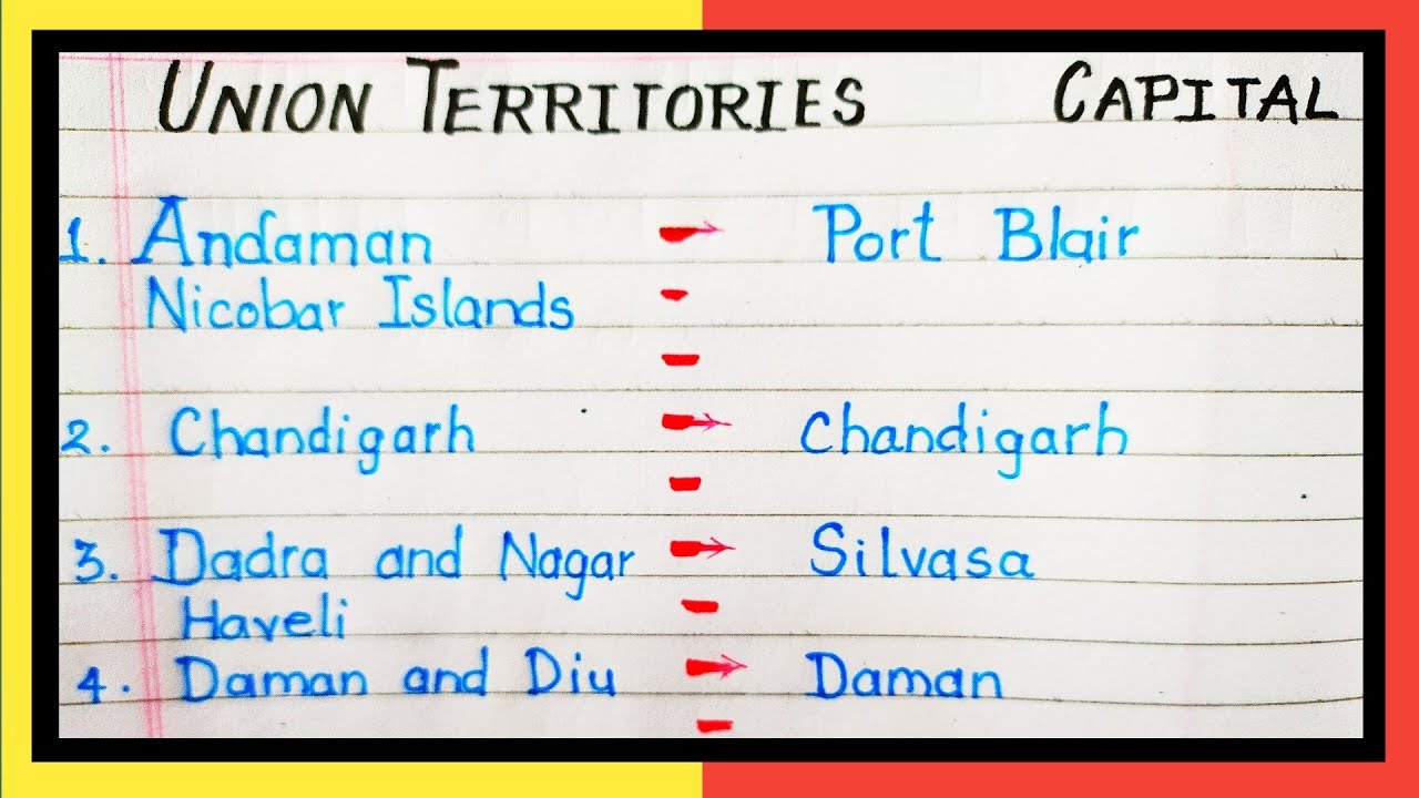 Union Territories and capital | 9 union Territories of India | Indian ...